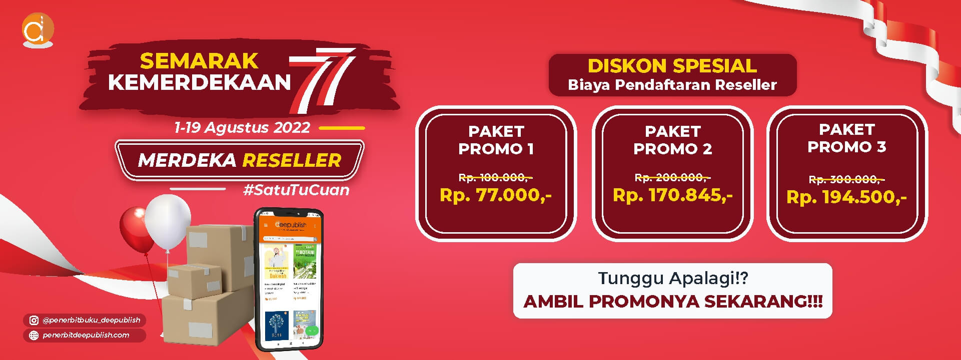 Promo Kemerdekaan 2022 : Diskon Terbit Buku Total UP TO 70%